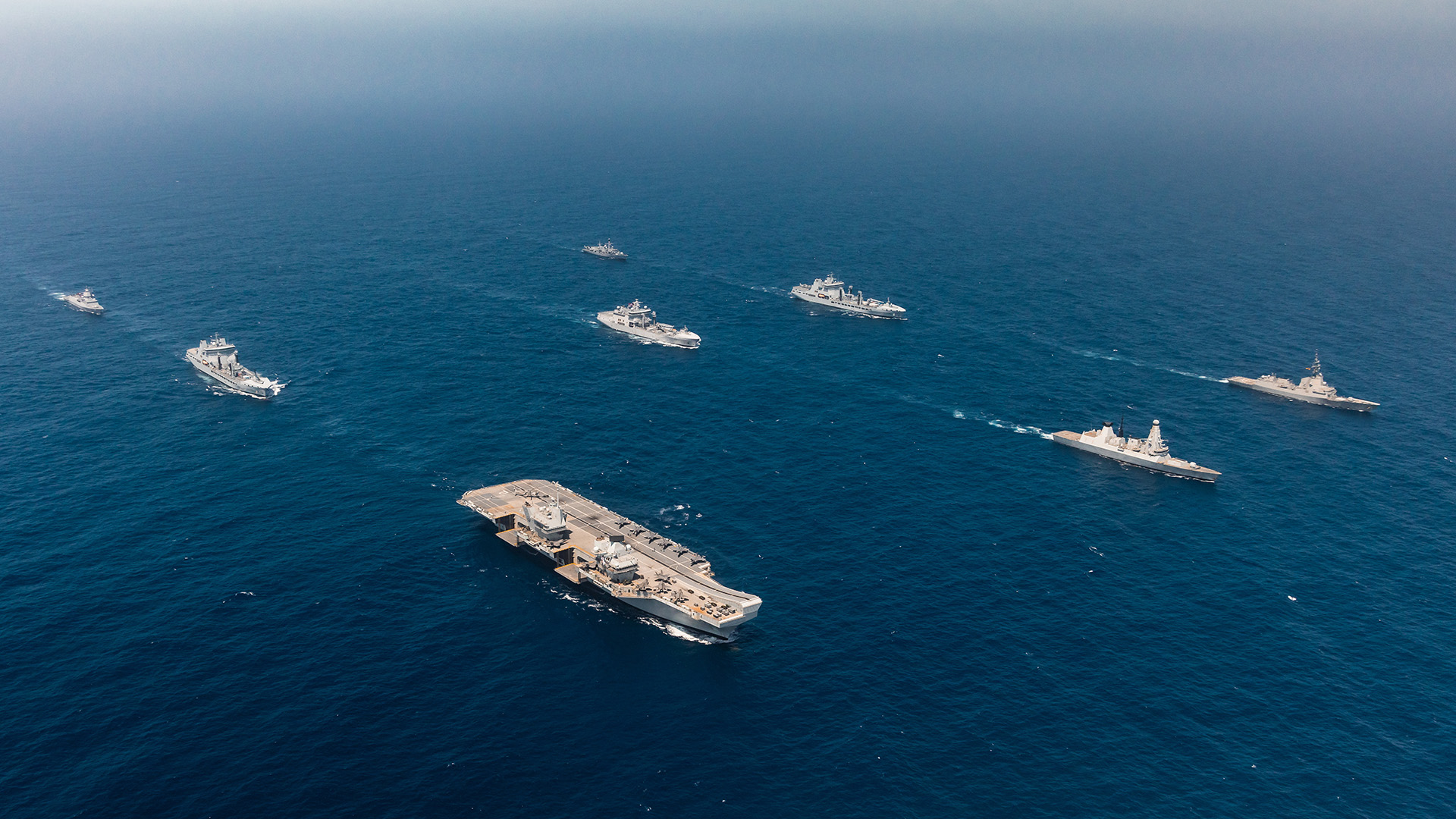 Royal Navy's flagship leads Carrier Strike Group 25 into the Mediterranean